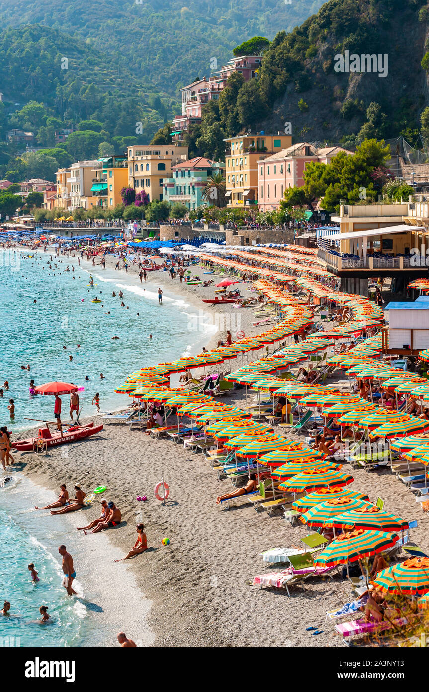 Monterosso Al Mare, Italy - September 02, 2019: The famous beach full ...