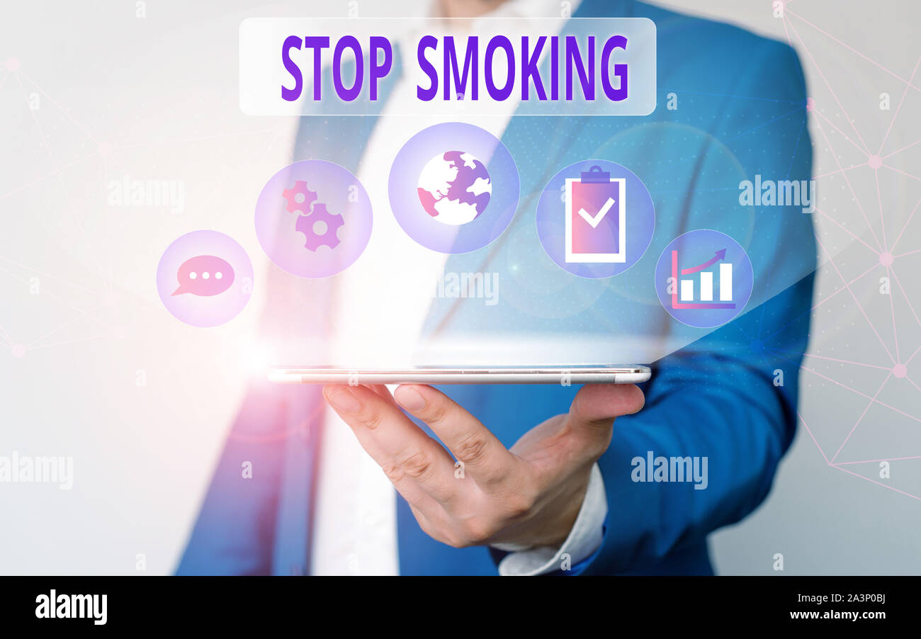 Handwriting text writing Stop Smoking. Conceptual photo the process of ...