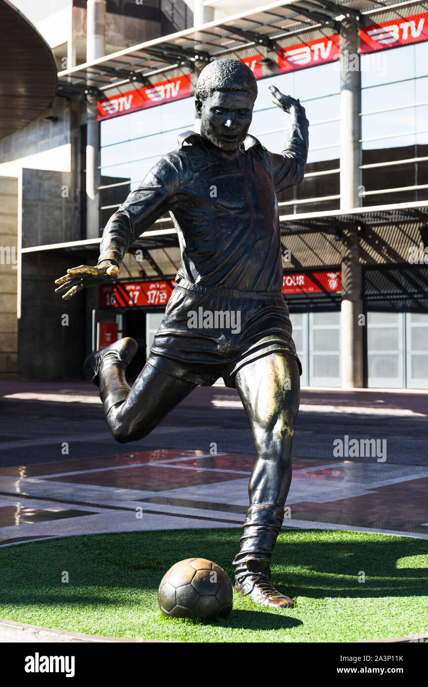 October 6th, 2019, Lisbon, Portugal - the statue of Eusebio da Silva ...