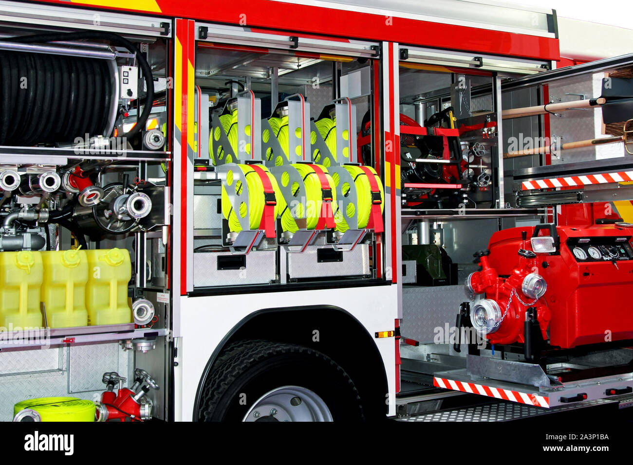 Fire engine truck with lot of rescue equipment Stock Photo - Alamy