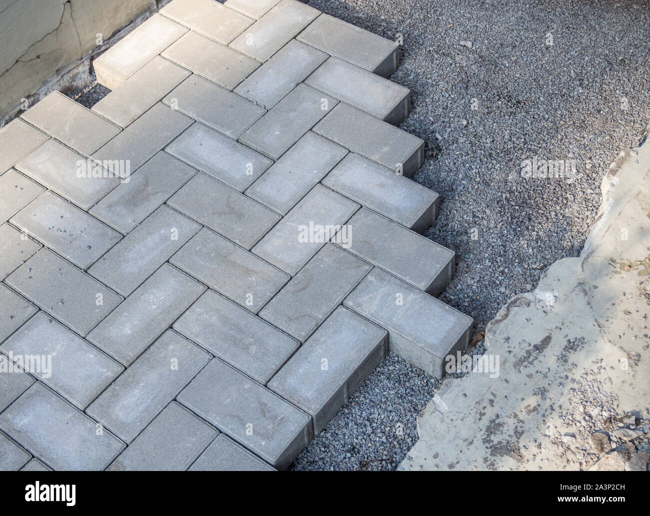 paving stone way road construction Stock Photo - Alamy
