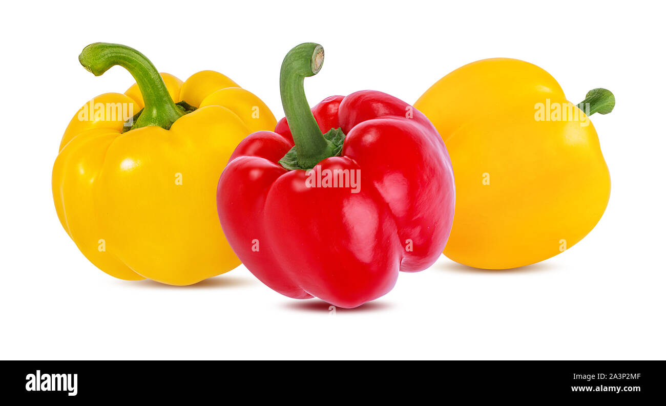 Red and yellow peppers isolated. With clipping path Stock Photo - Alamy