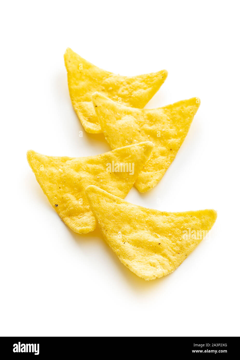 Corn nacho chips. Yellow tortilla chips isolated on white background ...