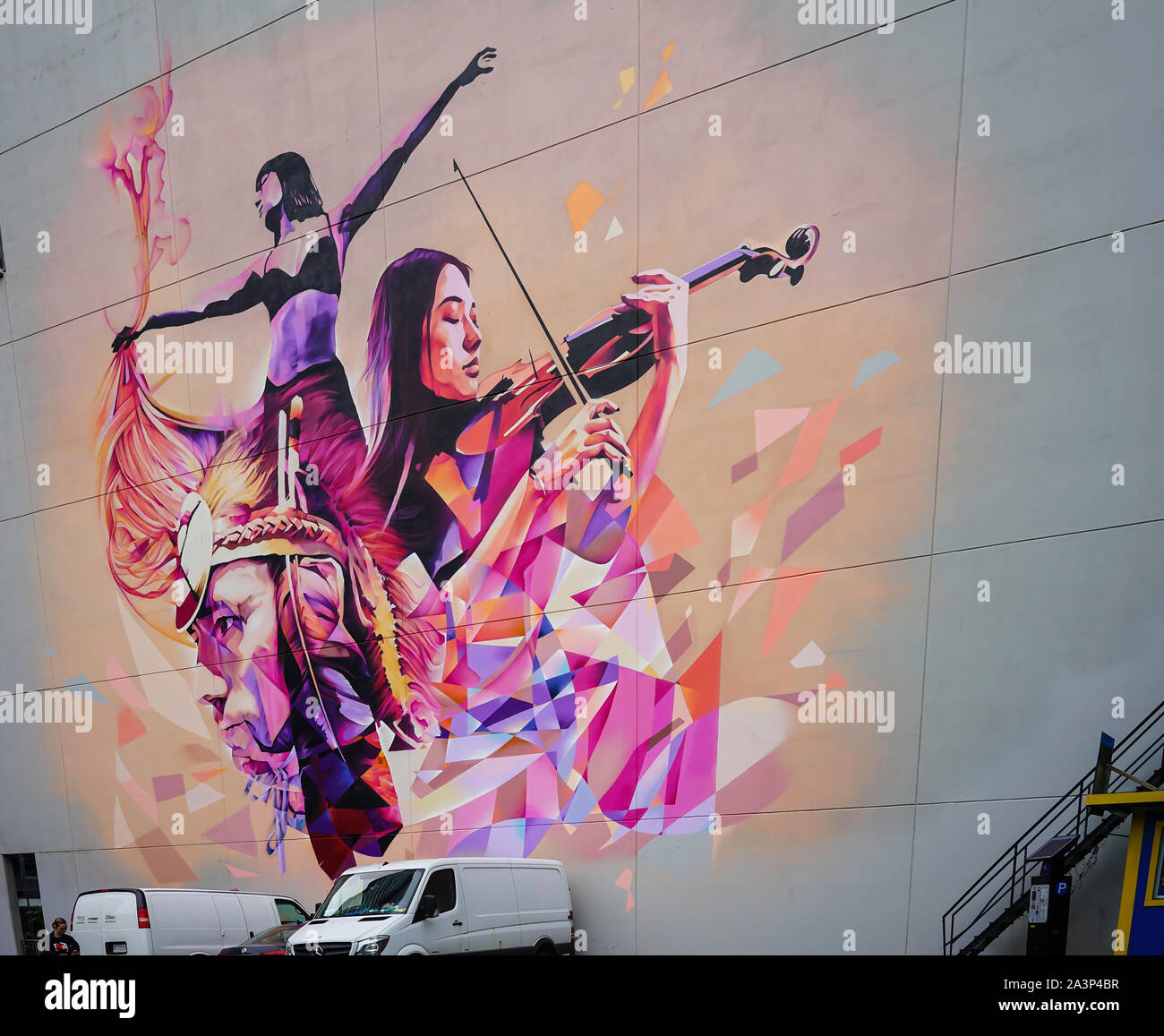 Wall murals on King street in Toronto City, Downtown in Ontario, Canada ...