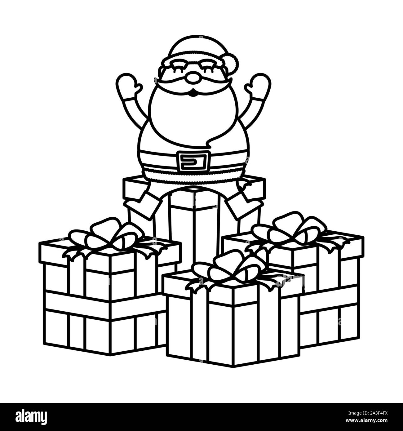 Santa hat boxes gifts Black and White Stock Photos & Images - Alamy