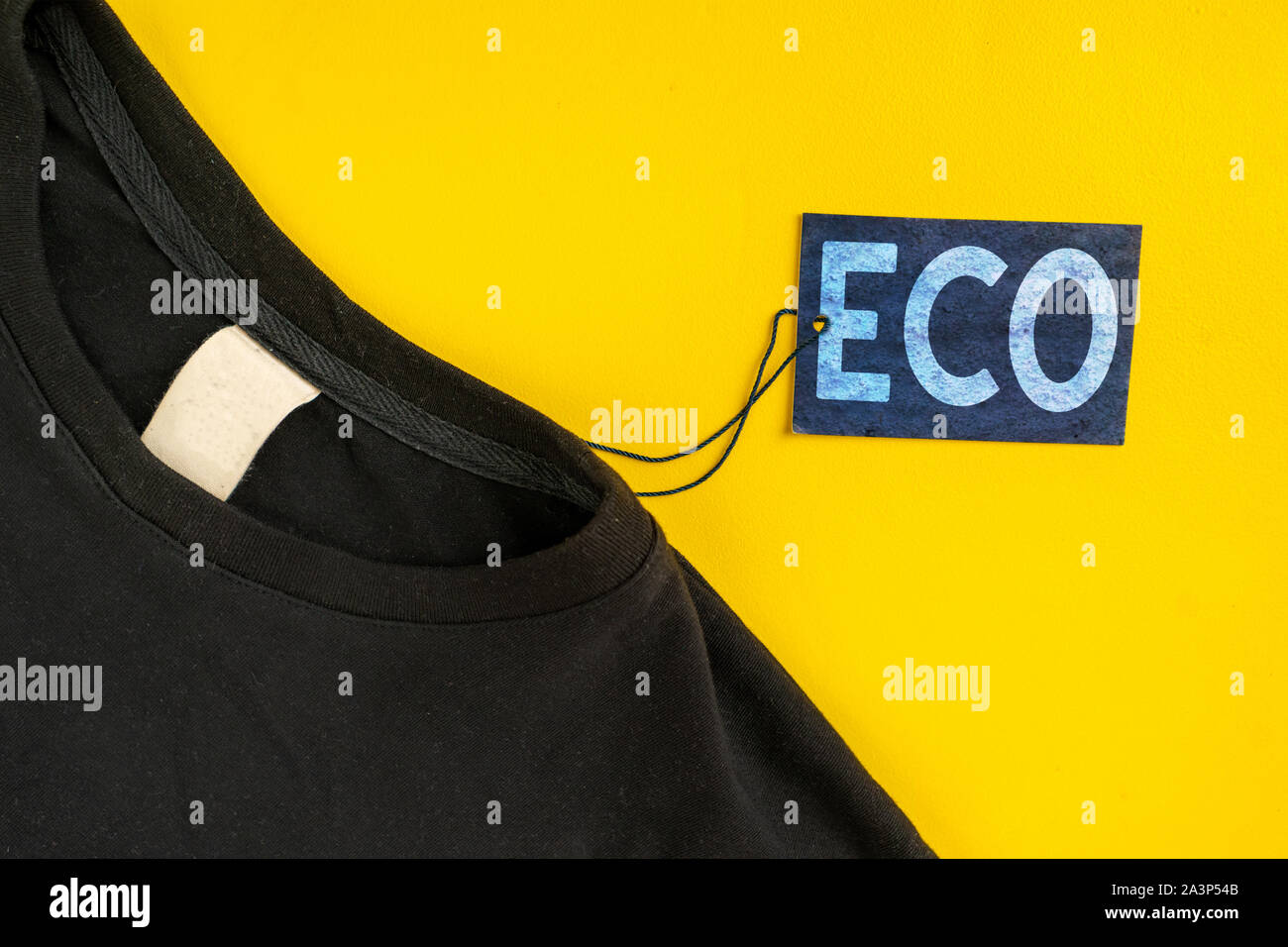 100% natural eco clothes price tag label on the color surface s Stock ...