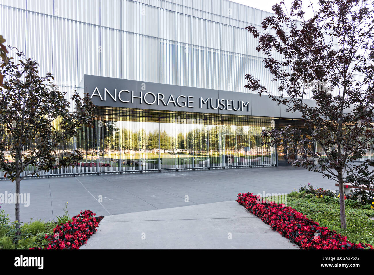 Entrance to the Anchorage Museum in downtown Anchorage, Alaska. The ...