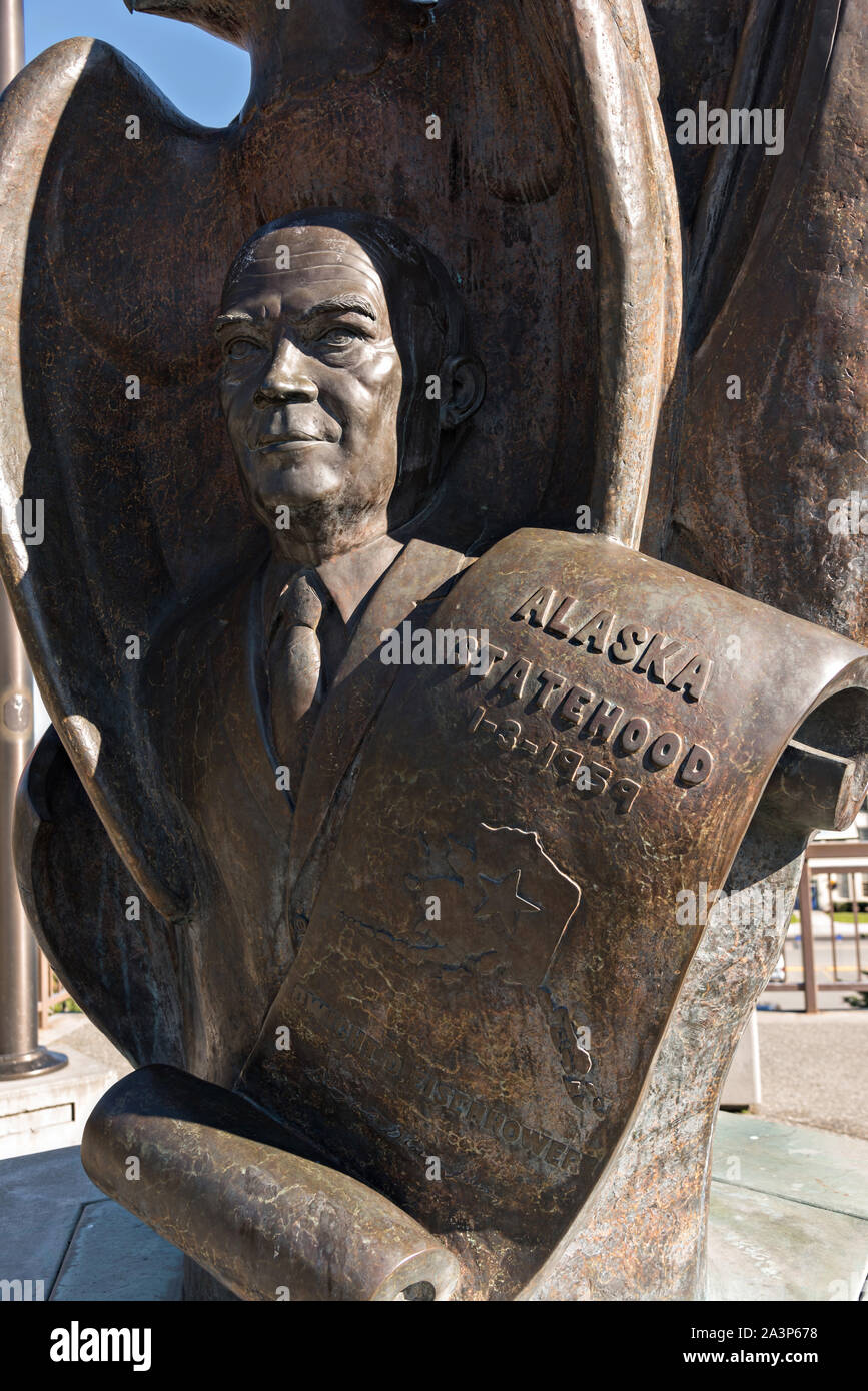 The Eisenhower bust at the Alaska Statehood Monument in downtown ...