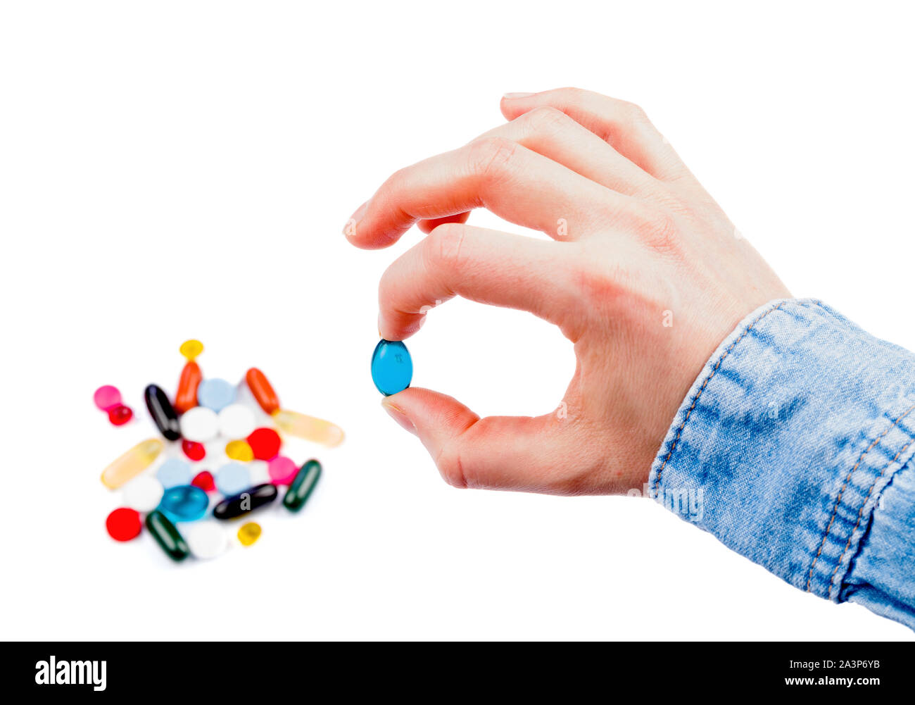Pills in hand isolated on hi-res stock photography and images - Alamy