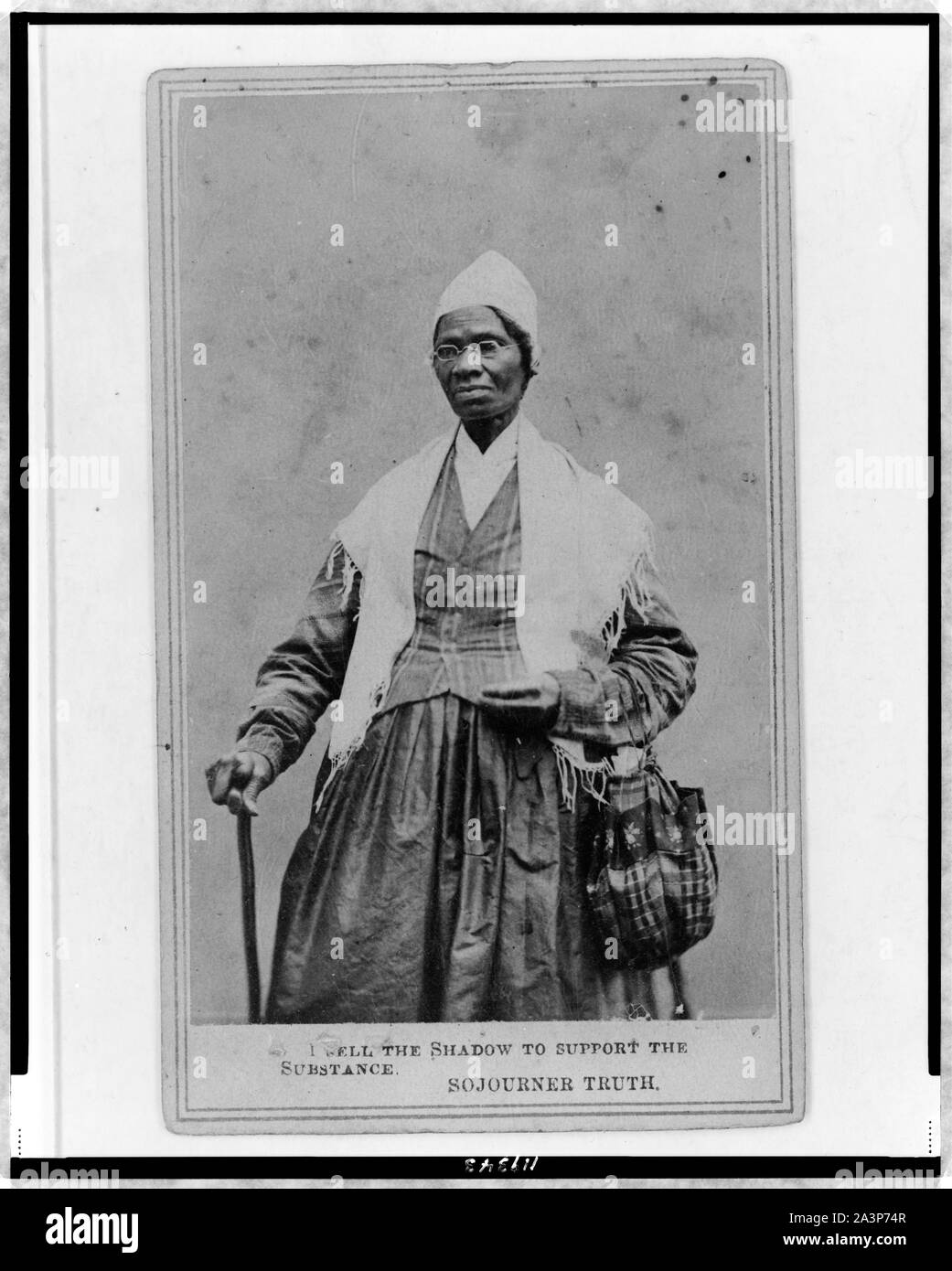Sojourner Truth, three-quarter length portrait, standing, wearing ...