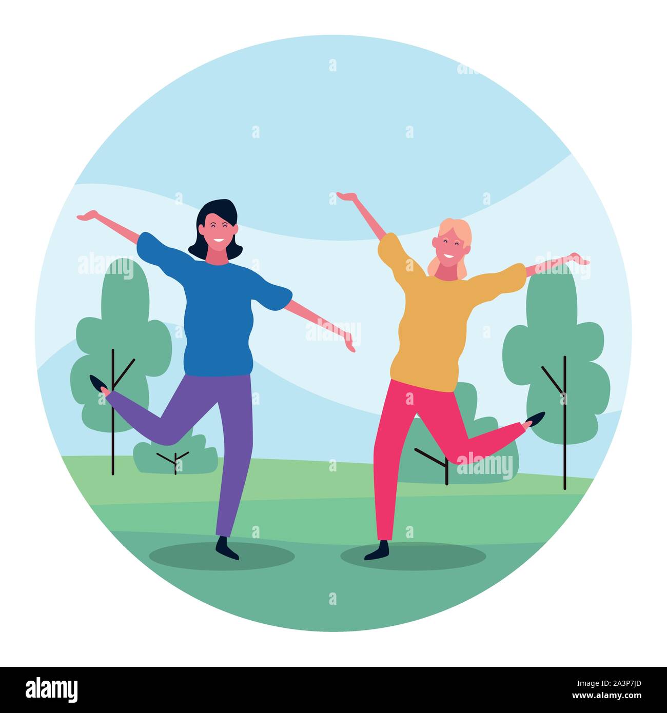 Two cartoon girls having fun hi-res stock photography and images - Alamy