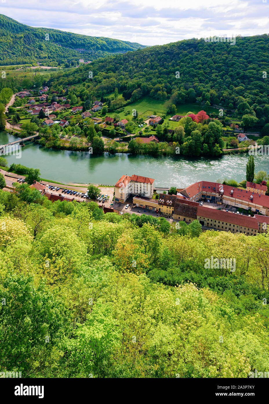 Landscape from Citadel of Besancon with River Doubs of Bourgogne Stock ...