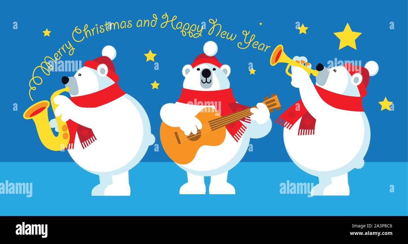 Polar bears trio playing Christmas song Stock Vector Image & Art - Alamy