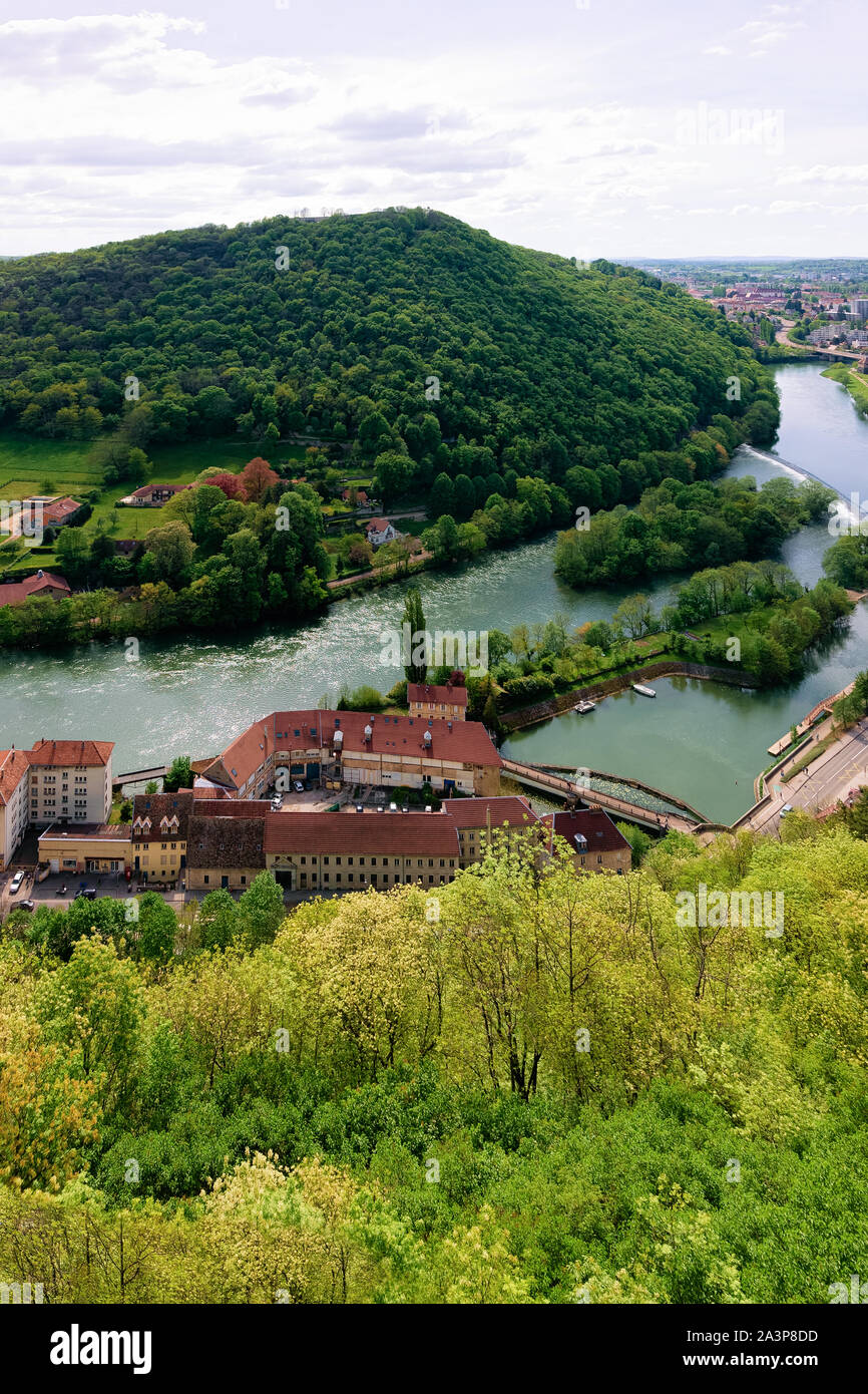 Landscape from Citadel in Besancon and River Doubs in Bourgogne Stock ...