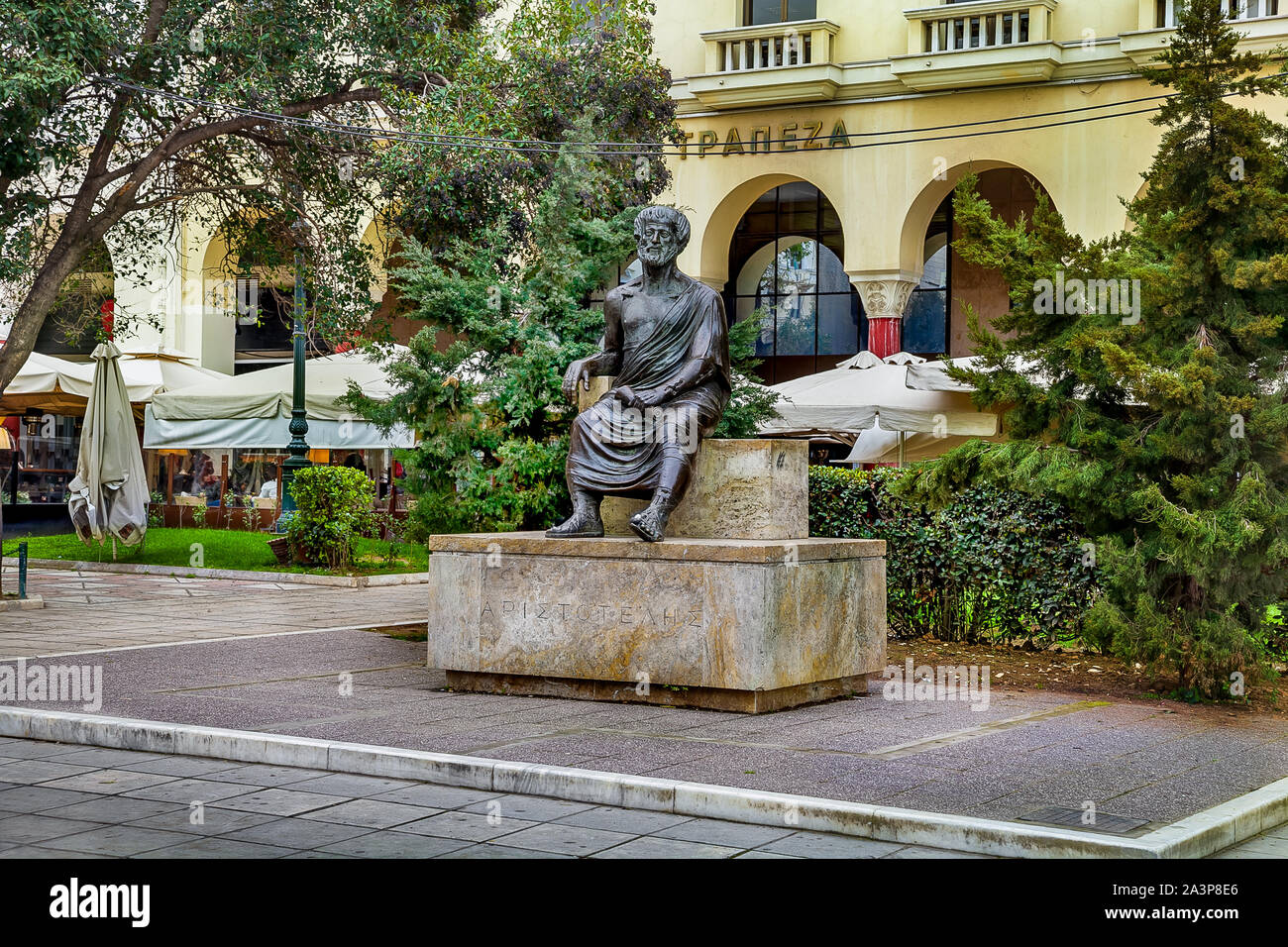 The statue of Aristotle at the Aristotle's Square. Thessaloniki. Greece ...
