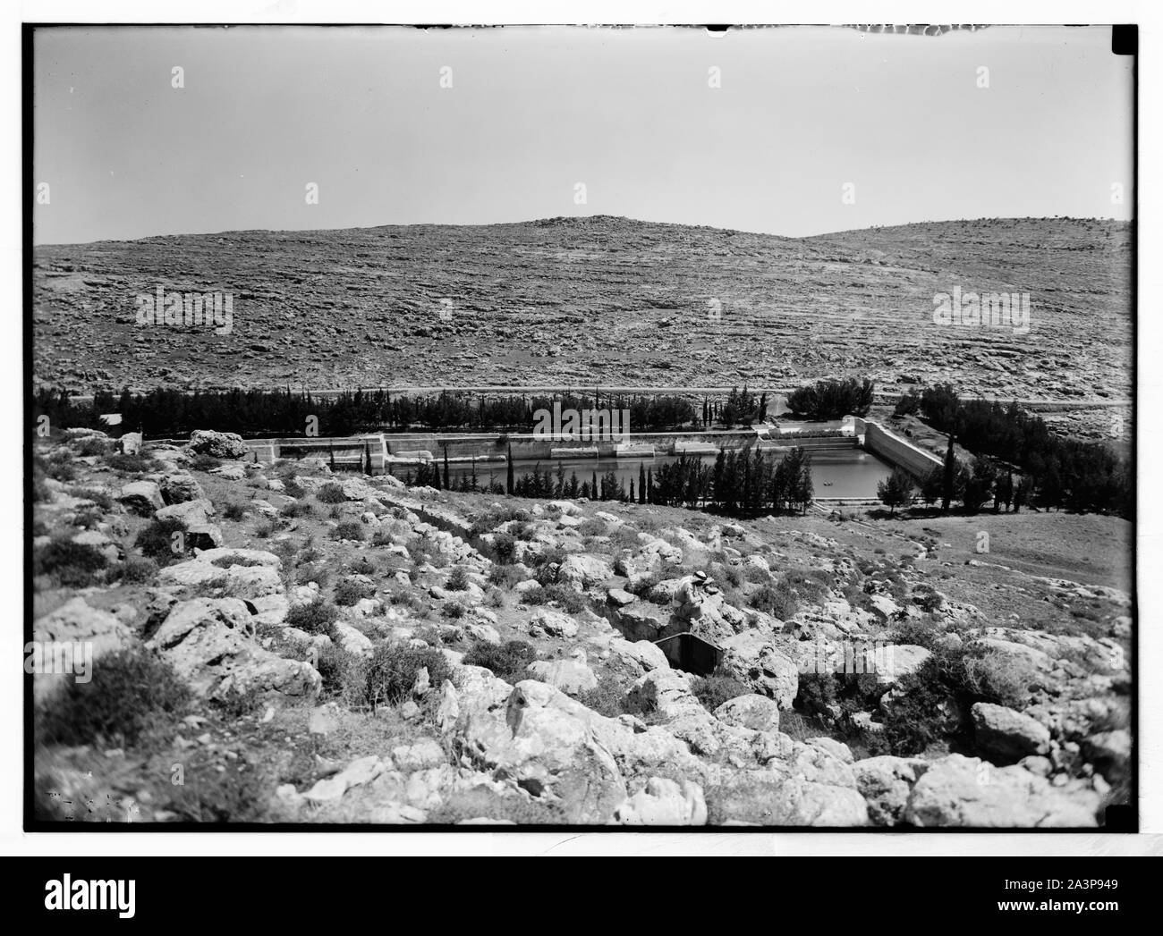 Solomon's Pools & ancient aqueducts. Forking of Wadi el-Biyar aqueduct ...