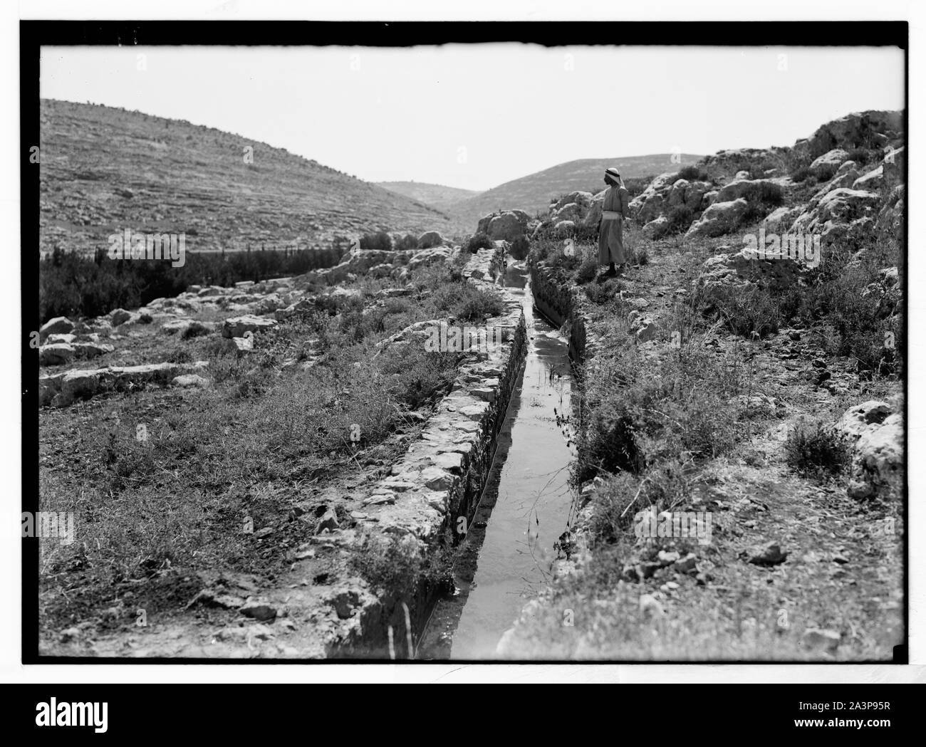 Solomon's Pools & ancient aqueducts. Open section of Wadi El-Biyar ...