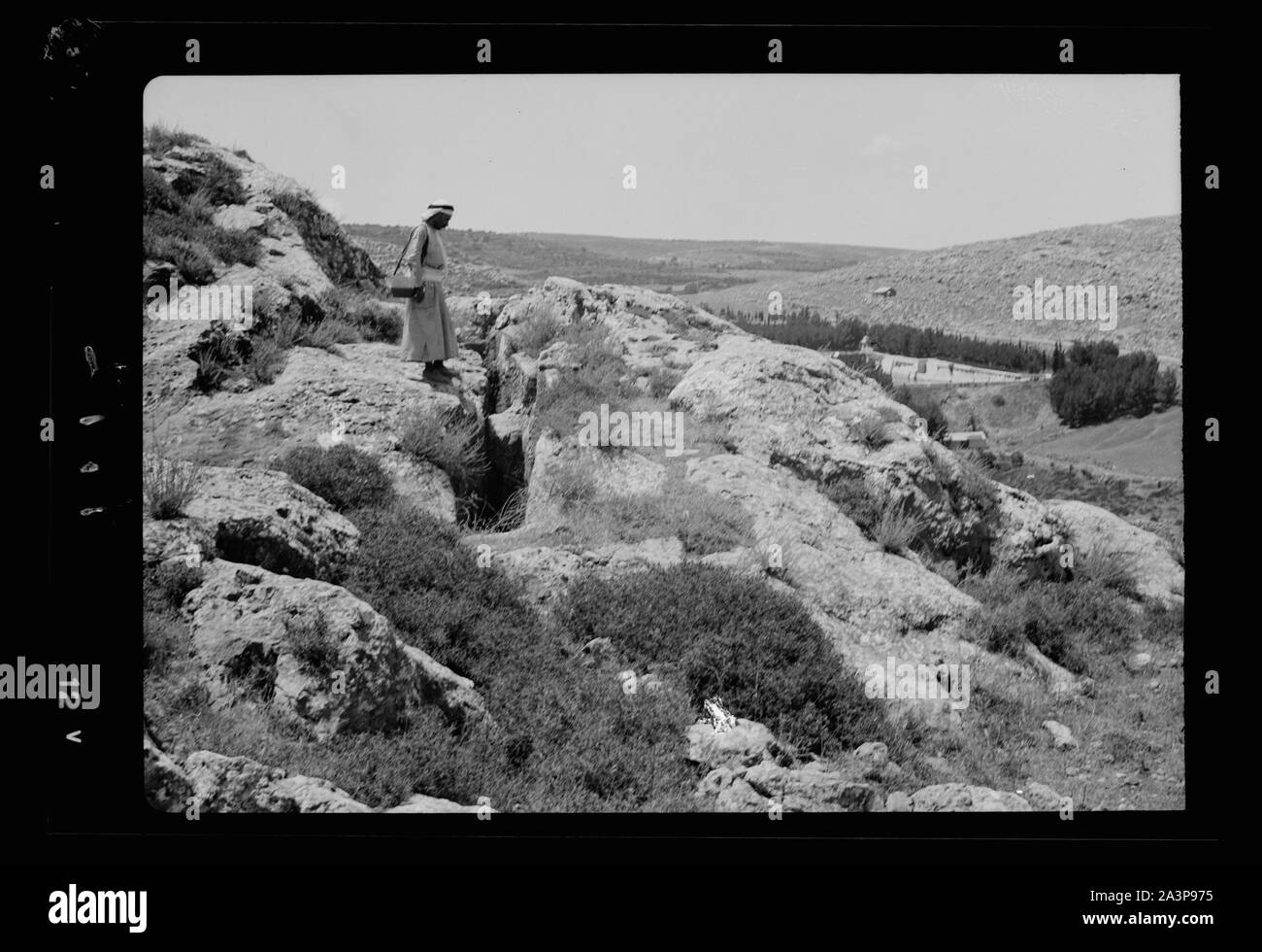 Solomon's Pools & ancient aqueducts. Section of Wadi Arrub aqueduct cut ...