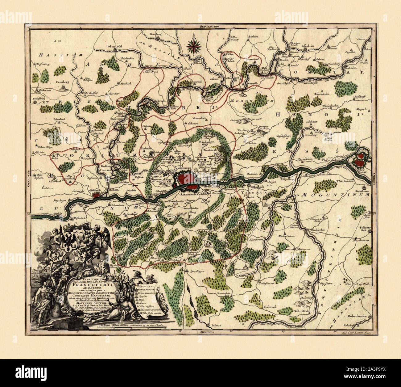 Map Of Frankfurt 1741 Stock Photo - Alamy