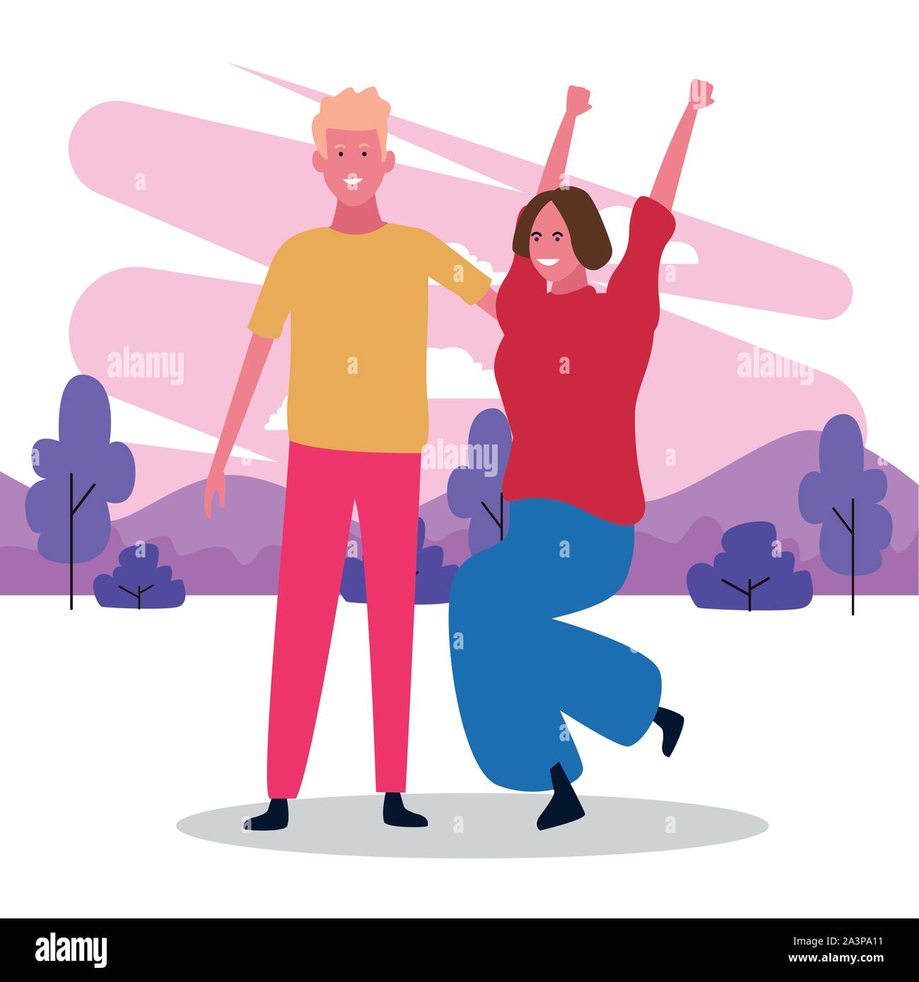 Cartoon Happy couple, colorful flat design Stock Vector Image & Art - Alamy