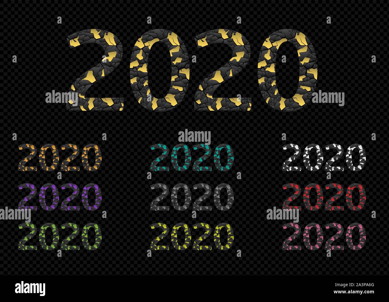2020 Broken colored numbers Stock Vector Image & Art - Alamy