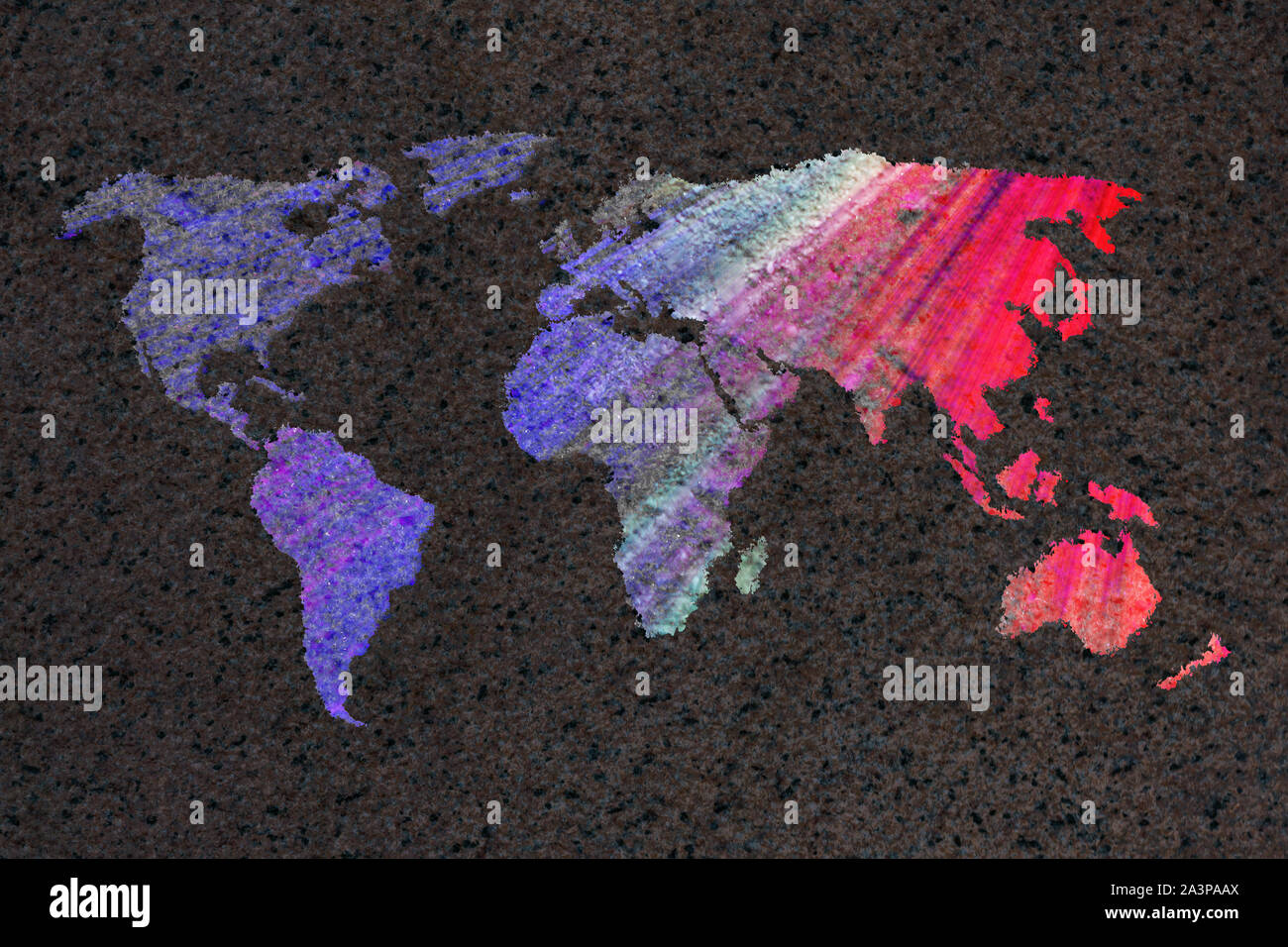 scratched world map painted on concrete dark texture, unity piece ...