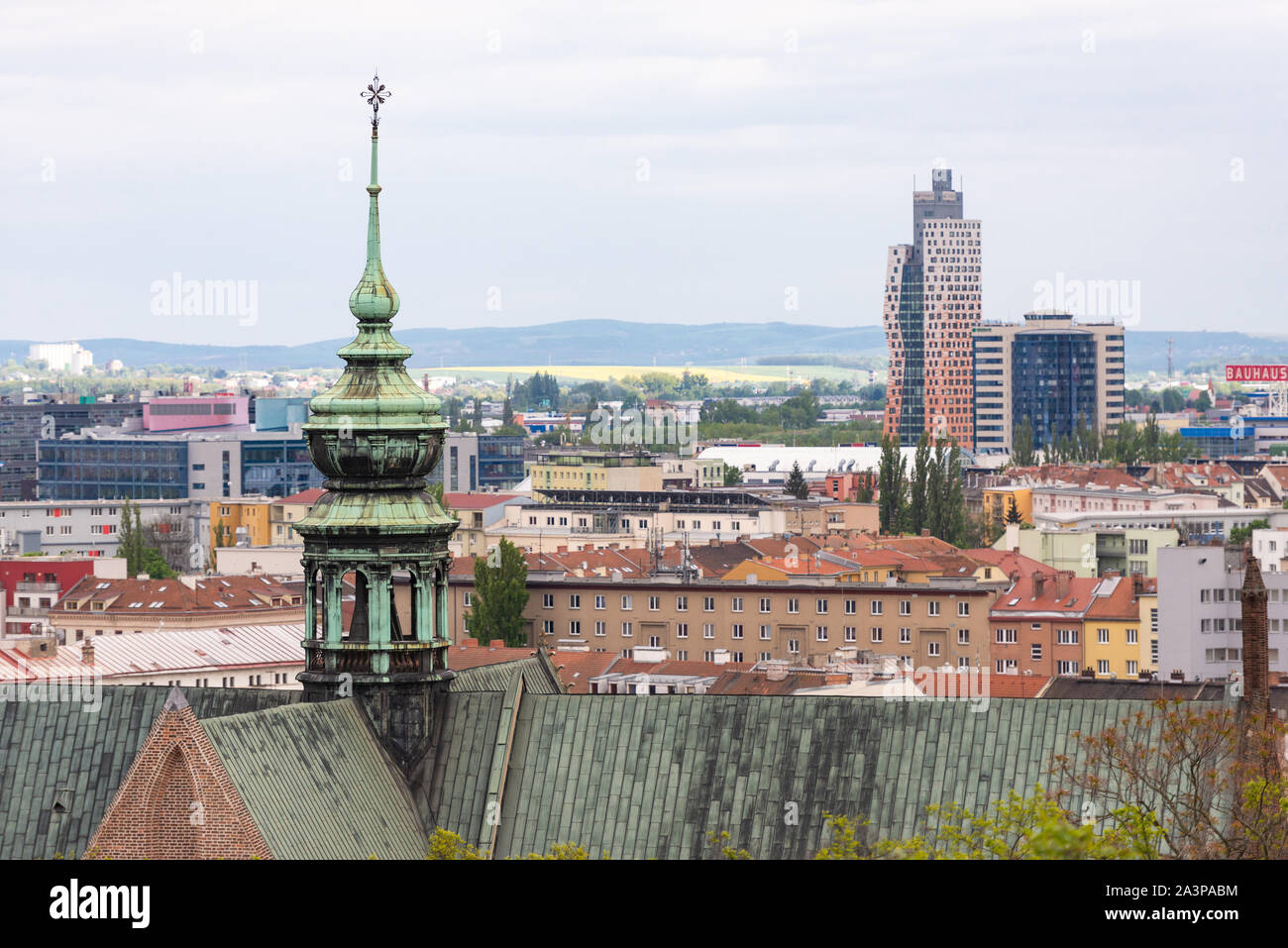 Brno. Czechia. May 2019. Panorama of Brno. City roofs and the old ...