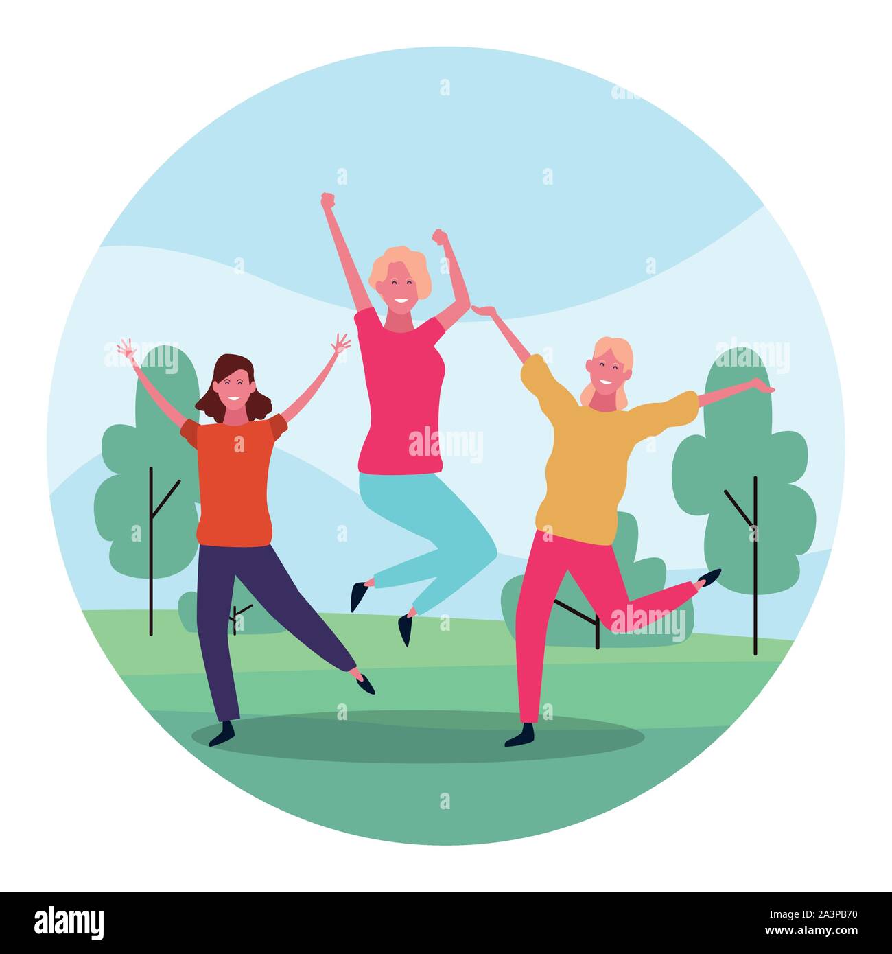Girls having fun together in Stock Vector Images - Alamy