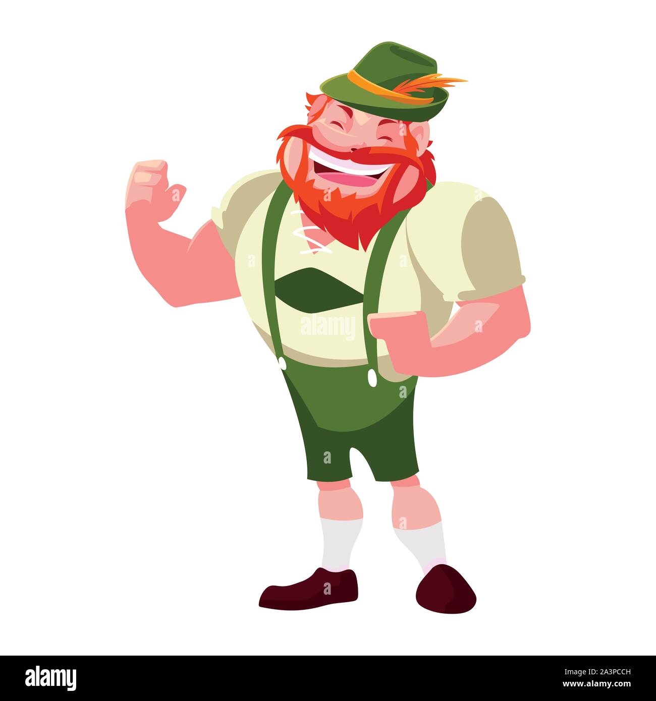 man with german traditional dress in white background vector ...