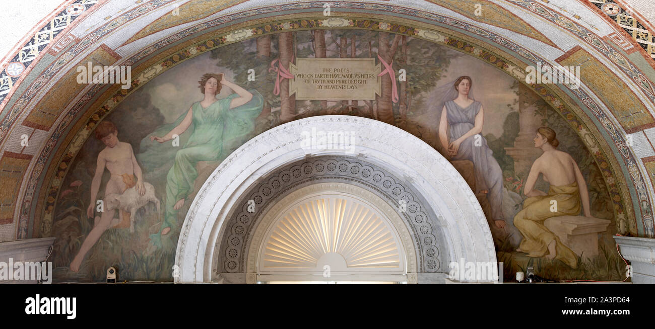 South Corridor, Great Hall. Mural in arched panel by Henry O. Walker ...