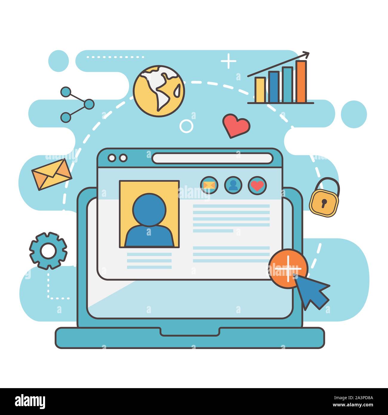 laptp website message world chart email technology network social media ...