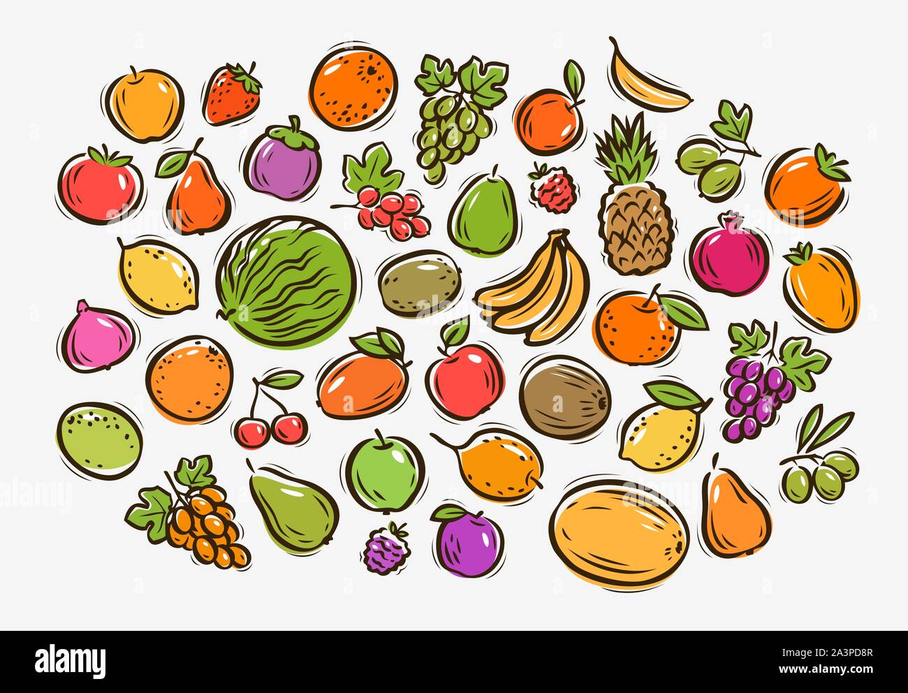 Set fruit orange apple Stock Vector Images - Alamy
