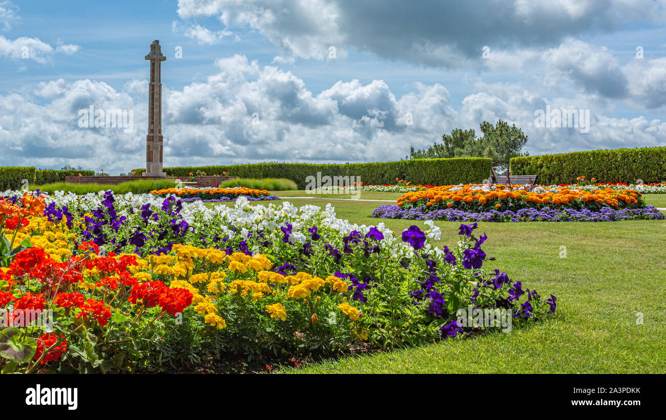 Colour landscape photograph of colourful flower displays installed ...