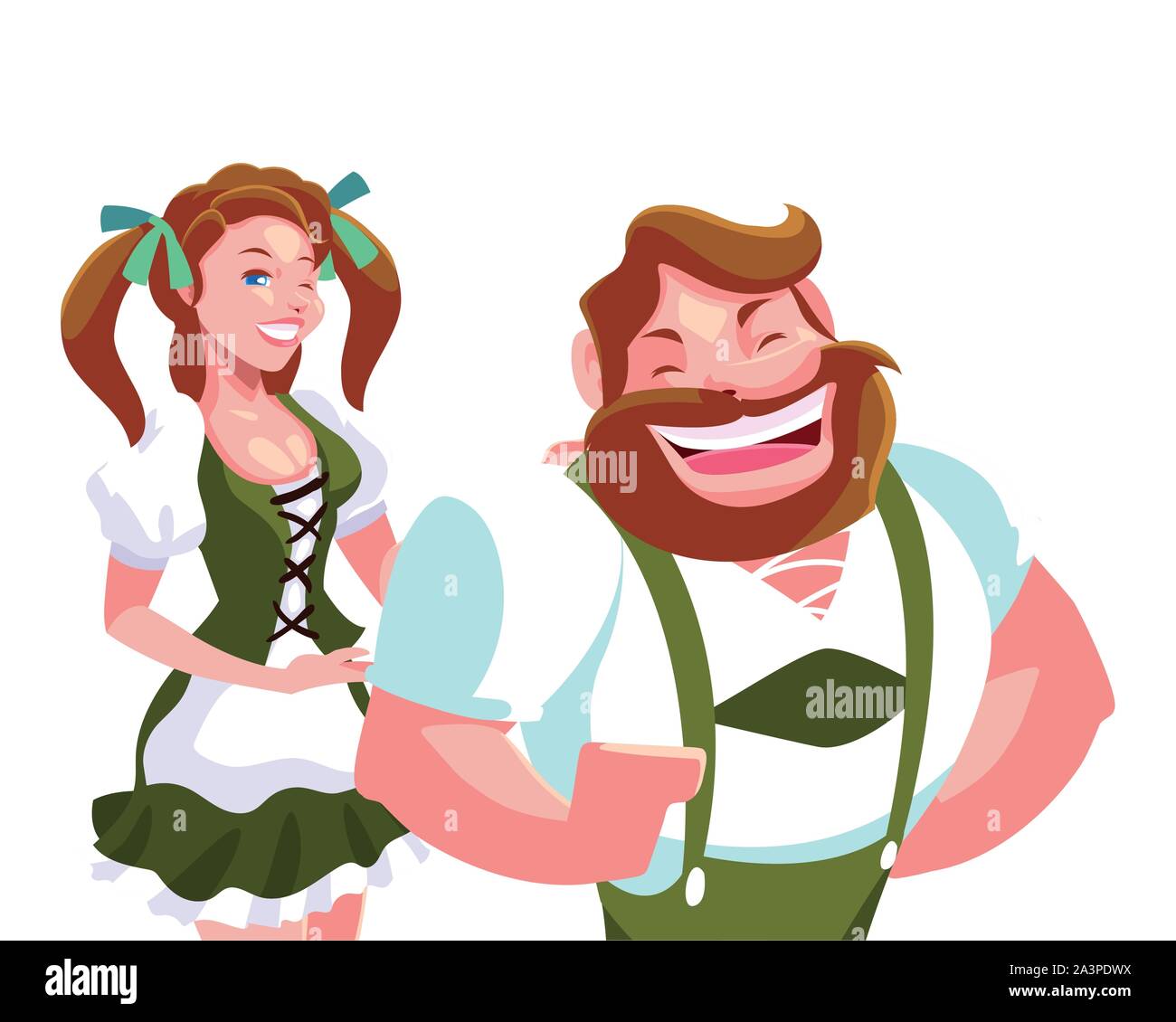 couple of people with german traditional dress on white background ...