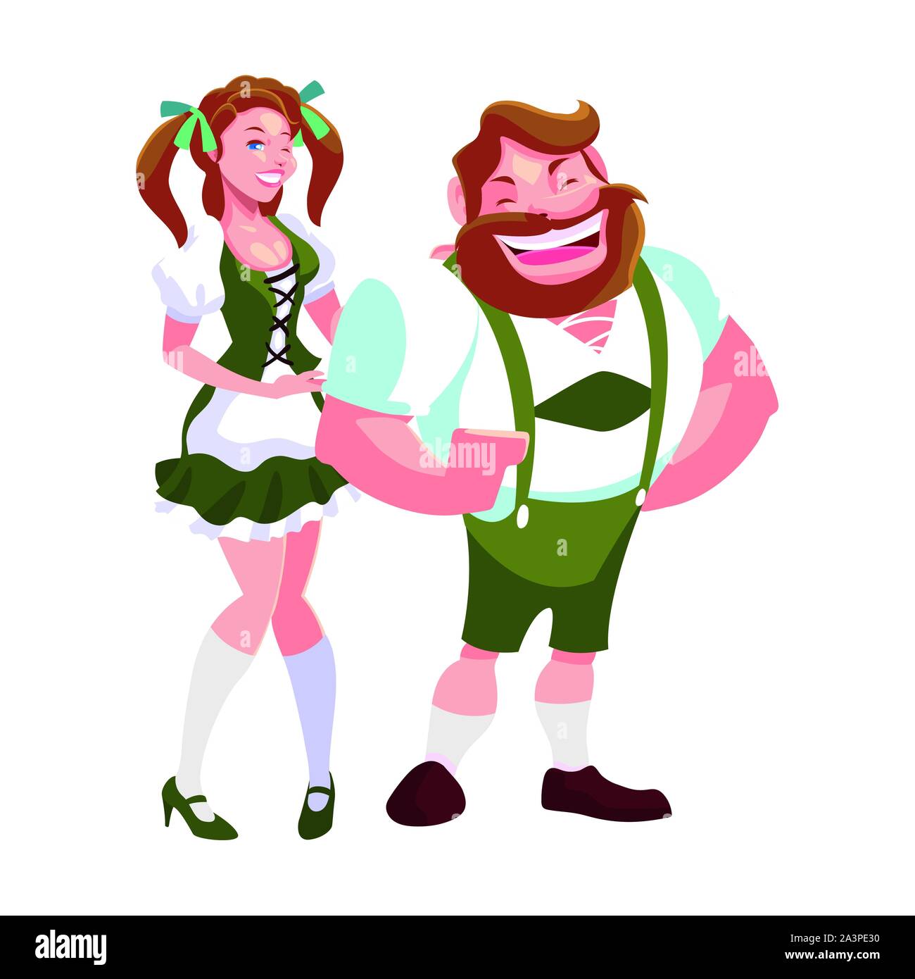 couple of people with german traditional dress on white background ...