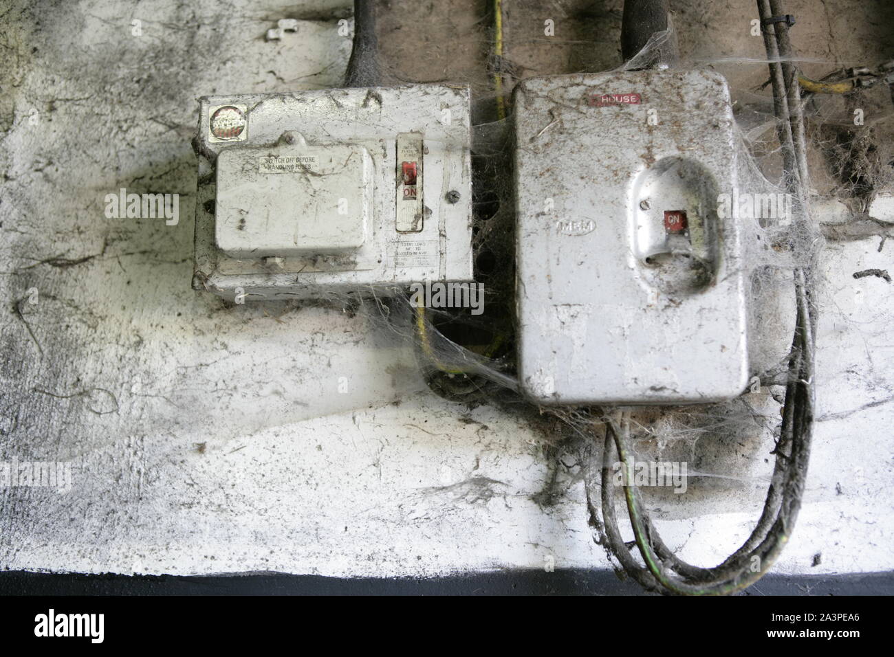 Old 240v Domestic Electricity Supply with Fuse and Terminal Boxes Stock ...