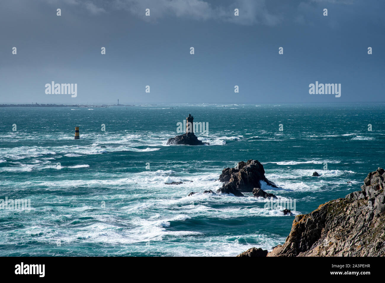 The Pointe du Raz, Brittany. This rocky cape faces the island of Sein ...