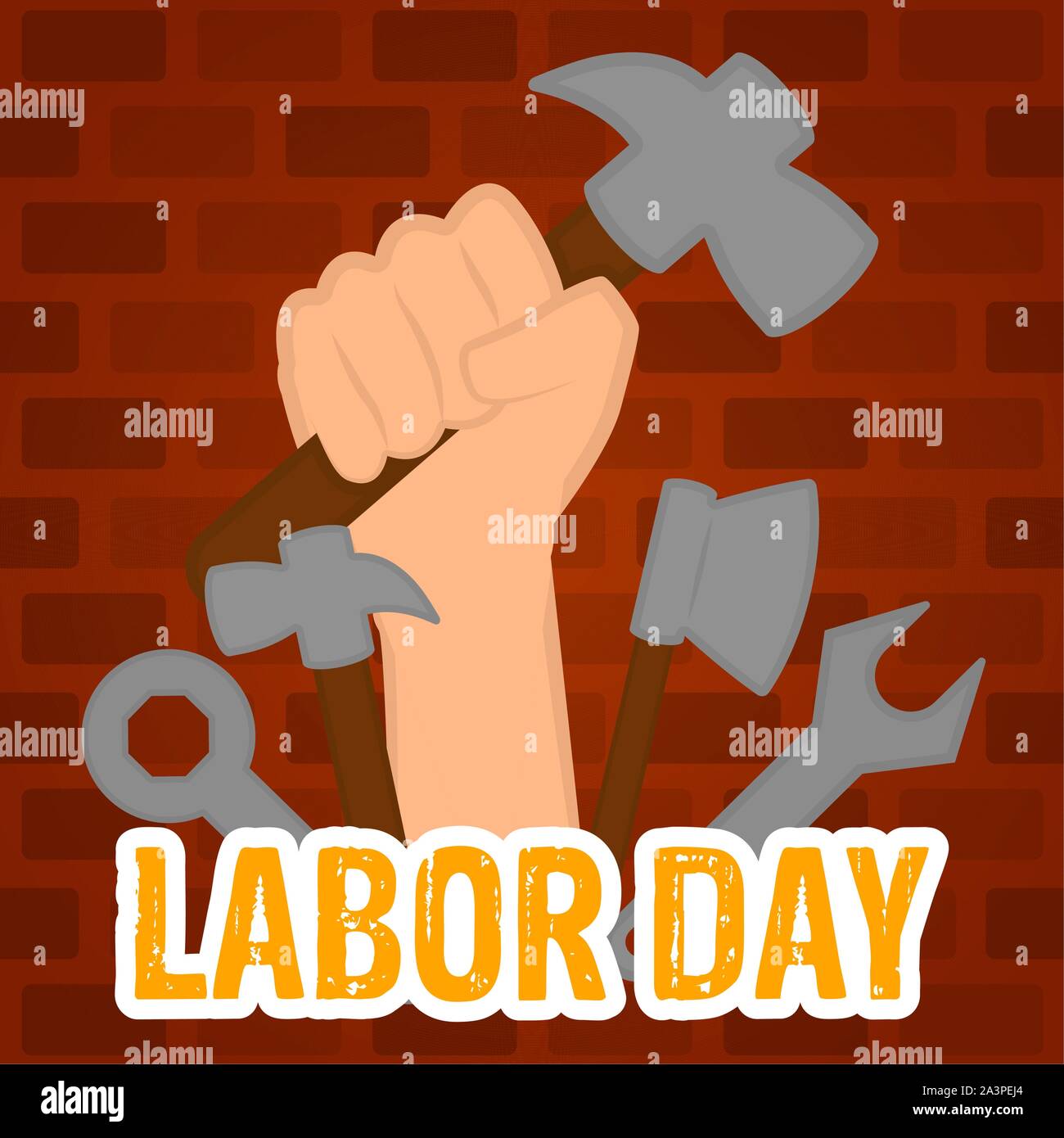 Labor day poster with a construction objects and text - Vector ...