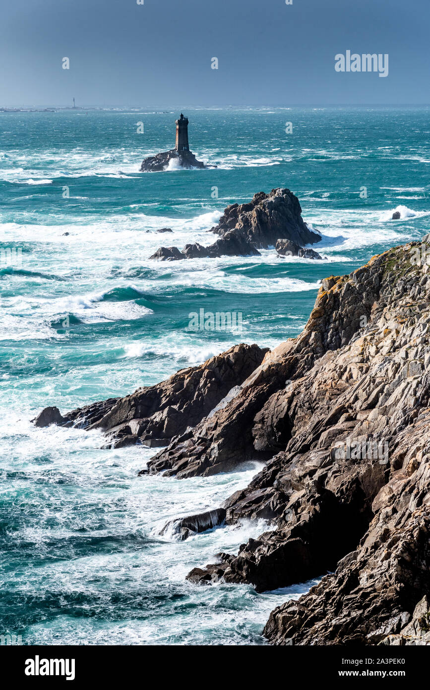 The Pointe du Raz, Brittany. This rocky cape faces the island of Sein ...