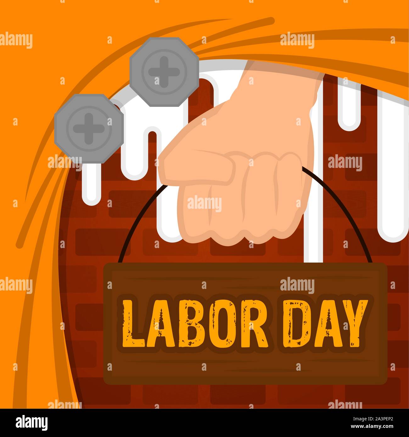 Labor day poster with a construction objects and text - Vector ...