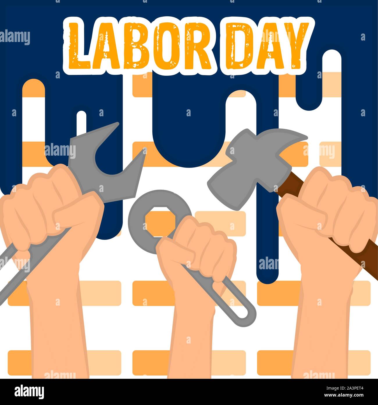 Labor day poster with a construction objects and text - Vector ...