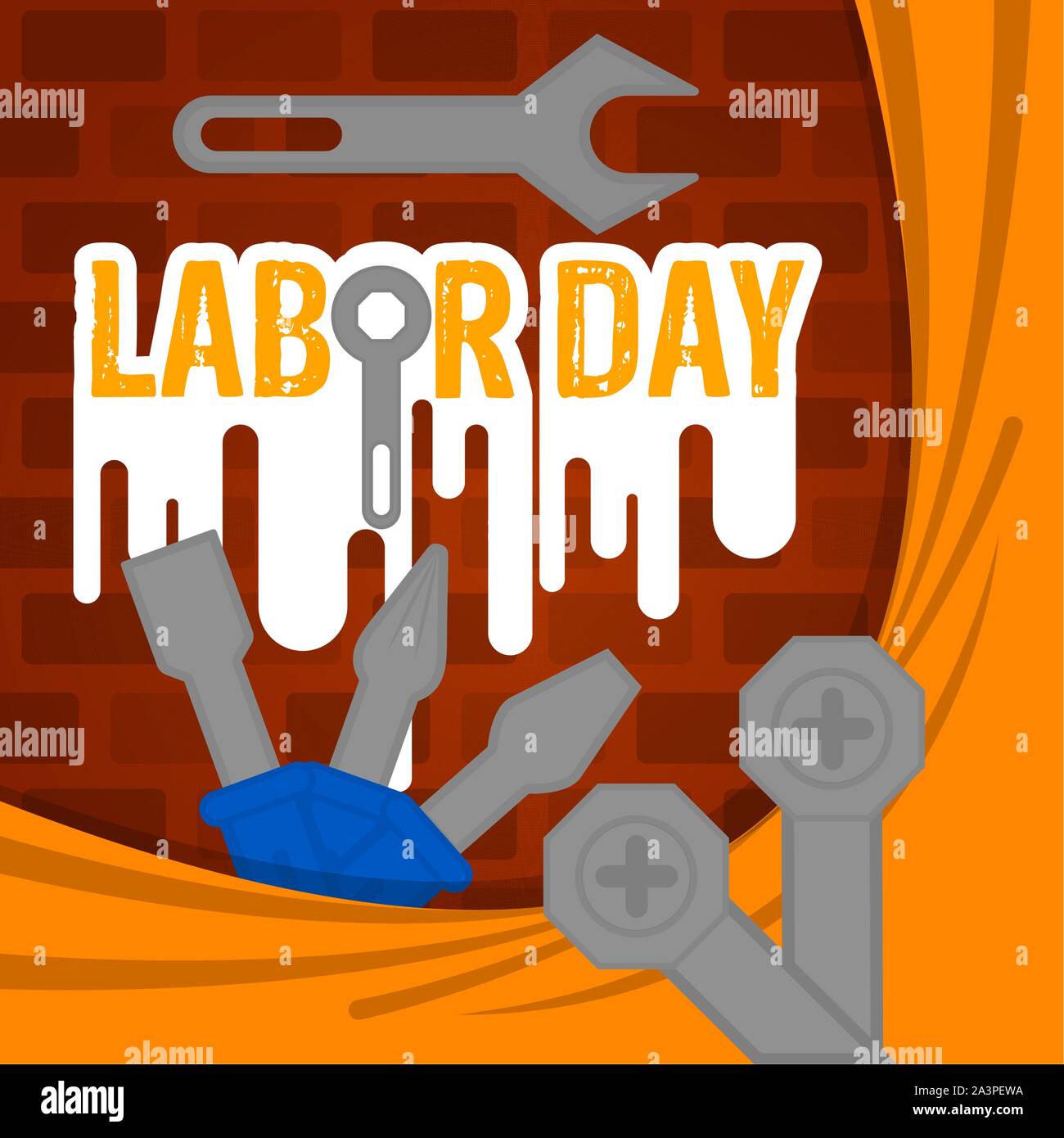 Labor day poster with a construction objects and text - Vector ...