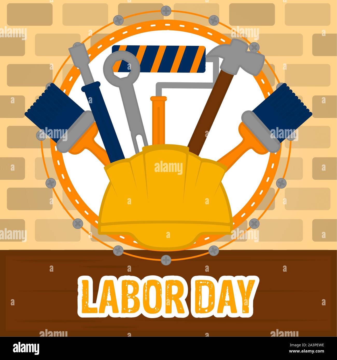 Labor day poster with a construction objects and text - Vector ...