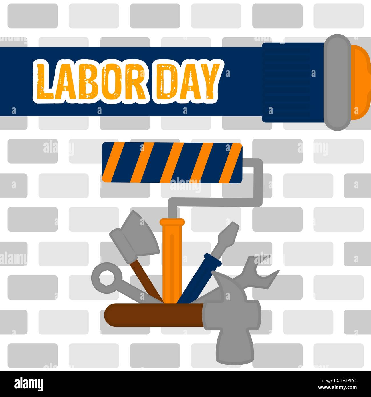 Labor day poster with a construction objects and text - Vector ...