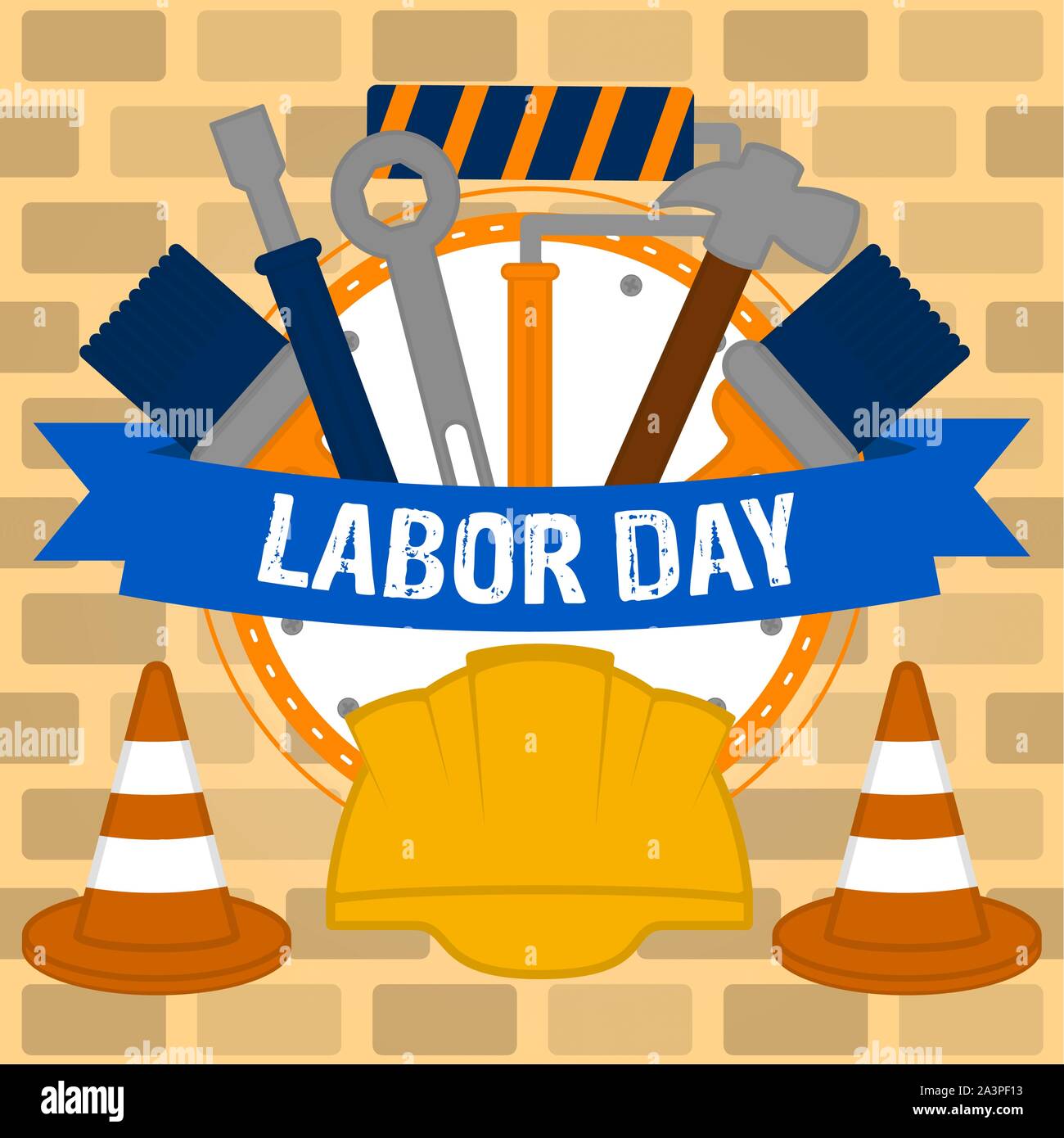 Labor day poster with a construction objects and text - Vector ...