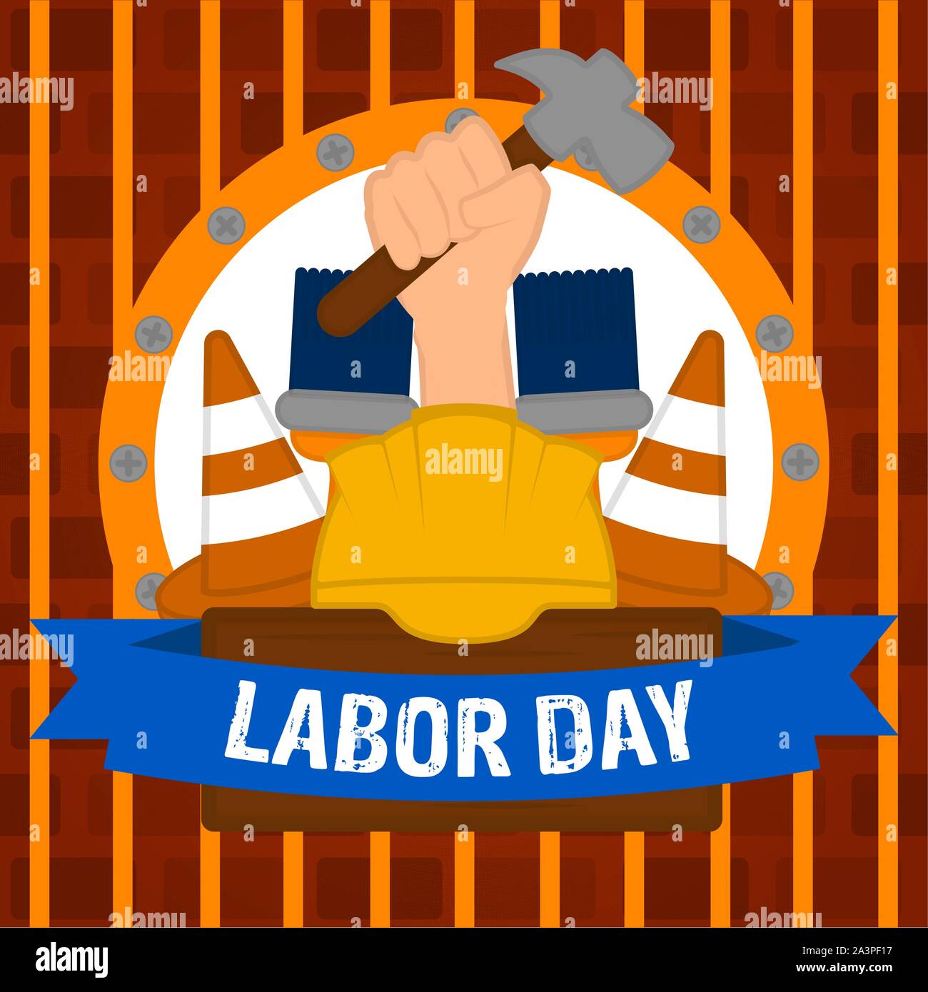 Labor day poster with a construction objects and text - Vector ...