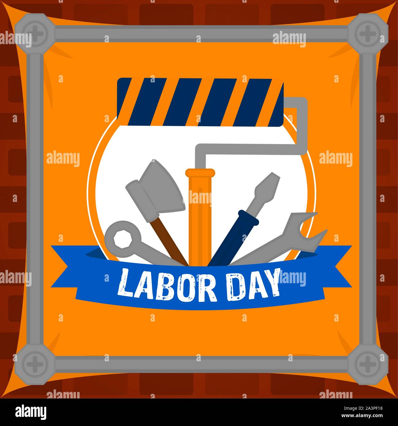Labor day poster with a construction objects and text - Vector ...