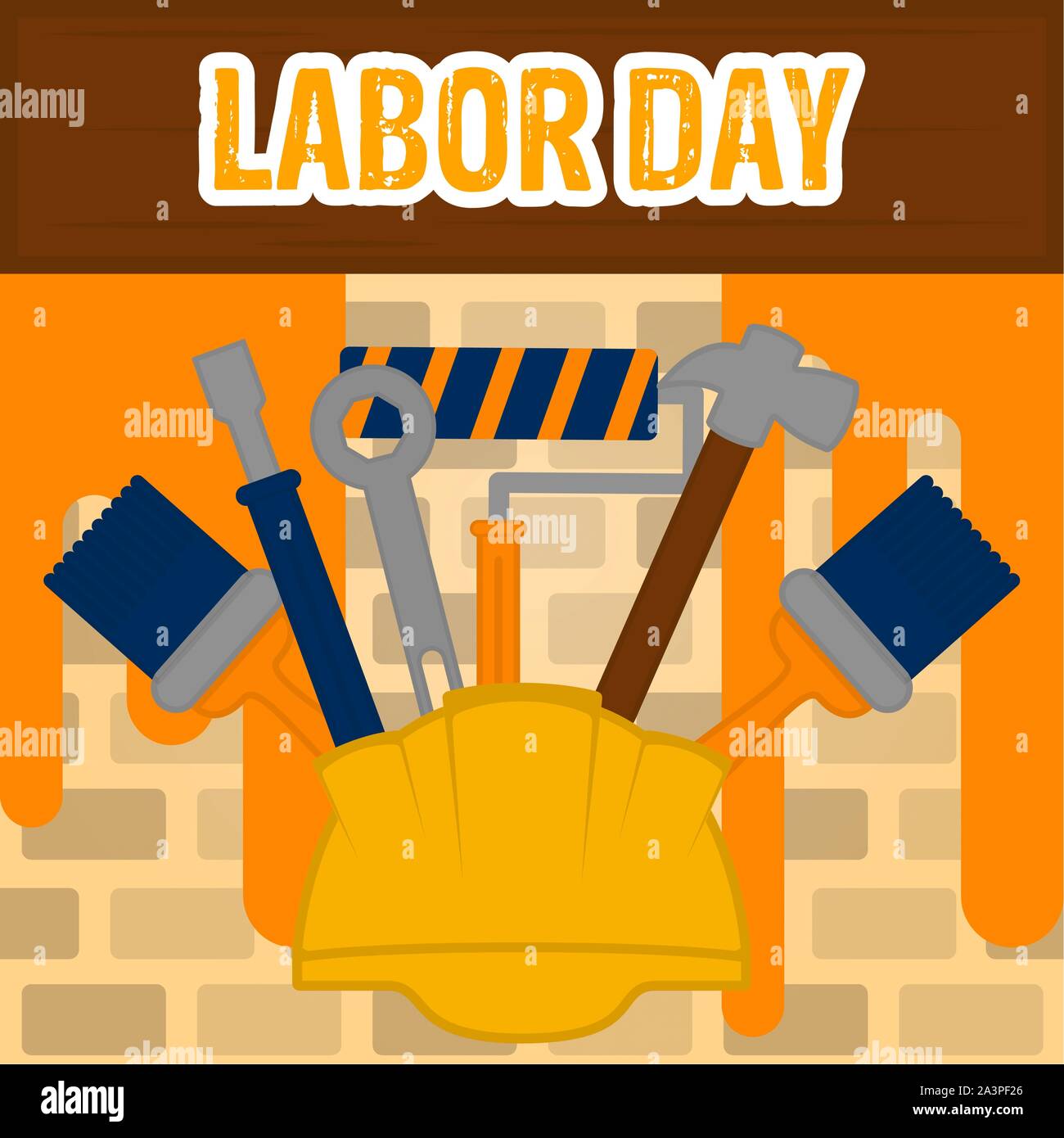 Labor day poster with a construction objects and text - Vector ...