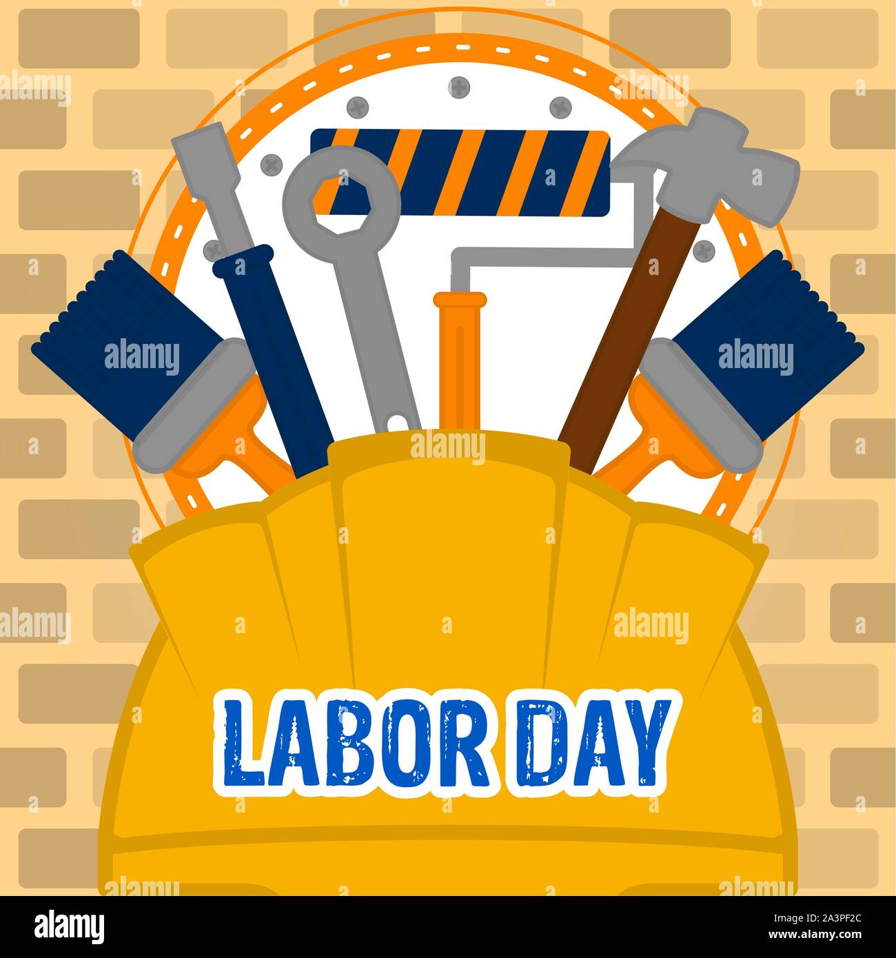 Labor day poster with a construction objects and text - Vector ...