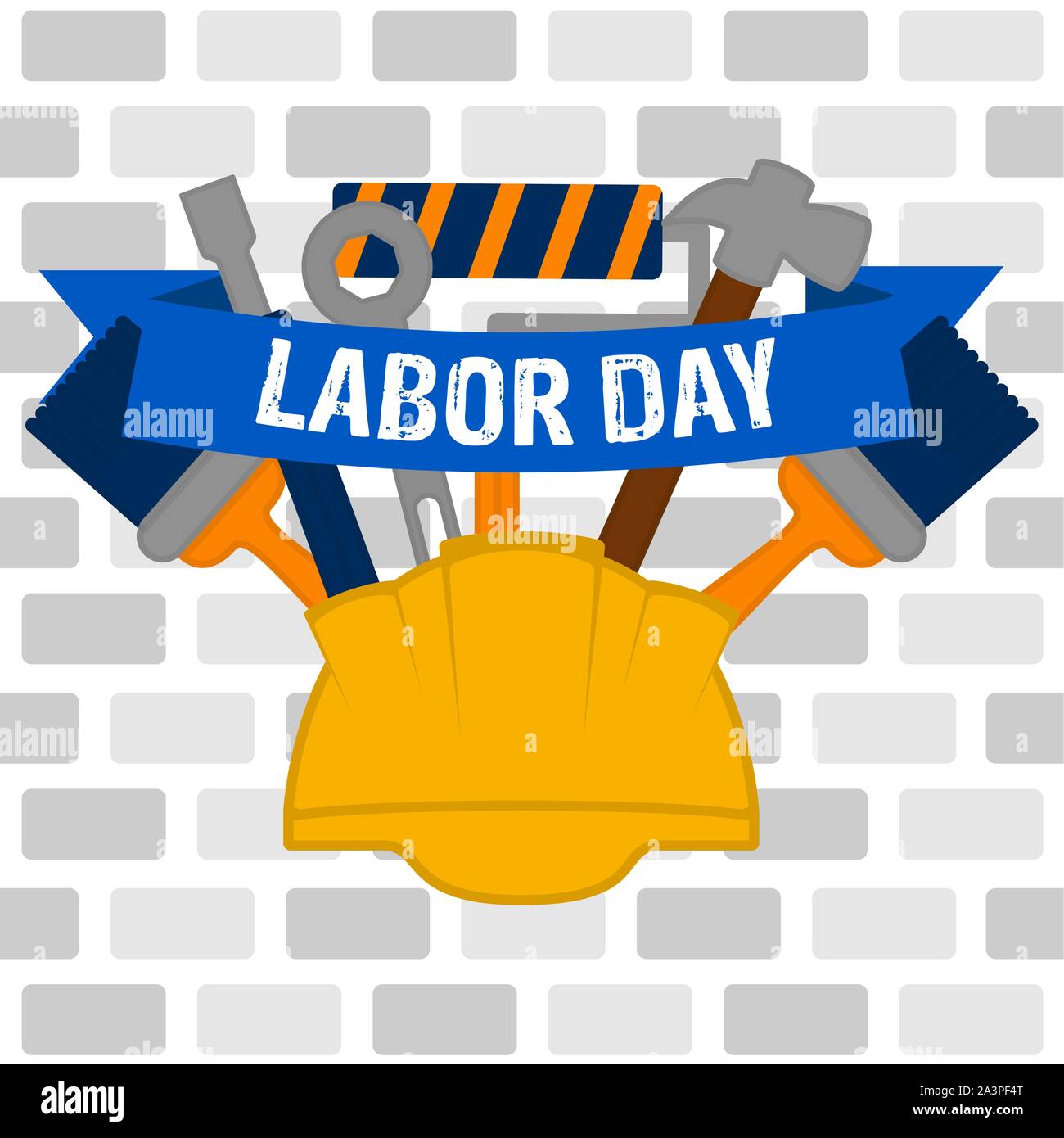 Labor day poster with a construction objects and text - Vector ...